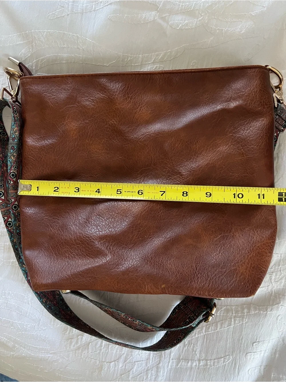Bags | Cognac Vegan Leather Crossbody Bag With Guitar Strap Brown ...